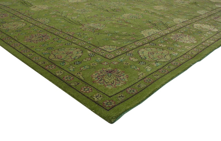 New Contemporary Persian Style Garden Rug, Modern Green Area Rug at ...