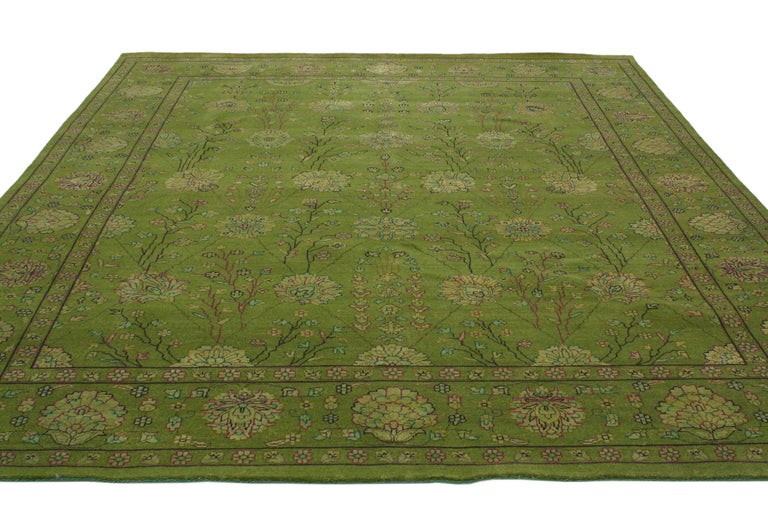 New Contemporary Persian Style Garden Rug, Modern Green Area Rug at ...