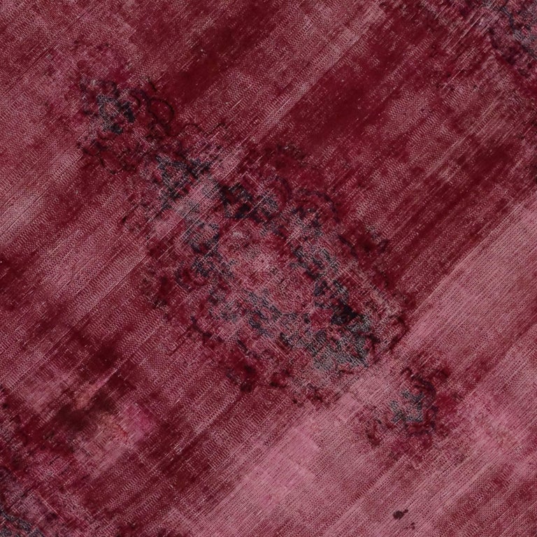 Distressed and Overdyed Vintage Persian Burgundy Rug with Modern Style ...