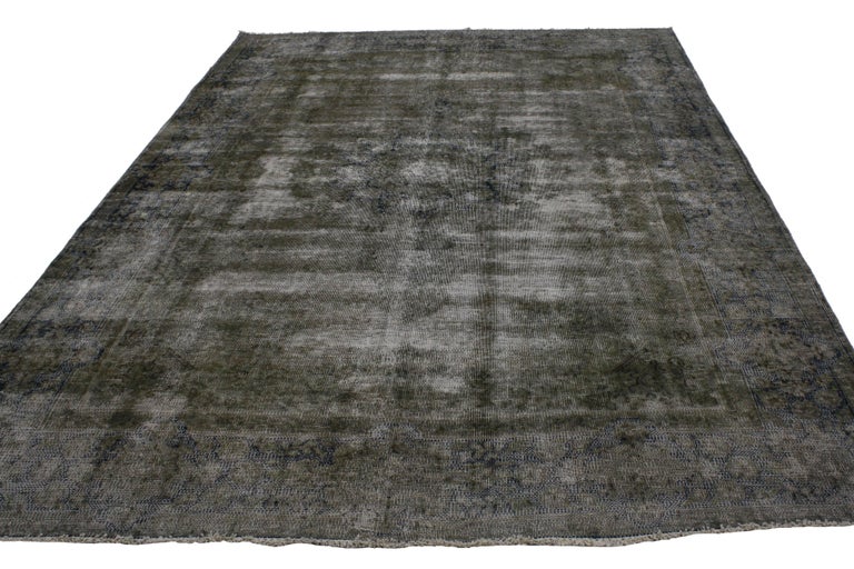 Dark Brown Distressed Vintage Persian Rug with Rustic Industrial Luxe ...
