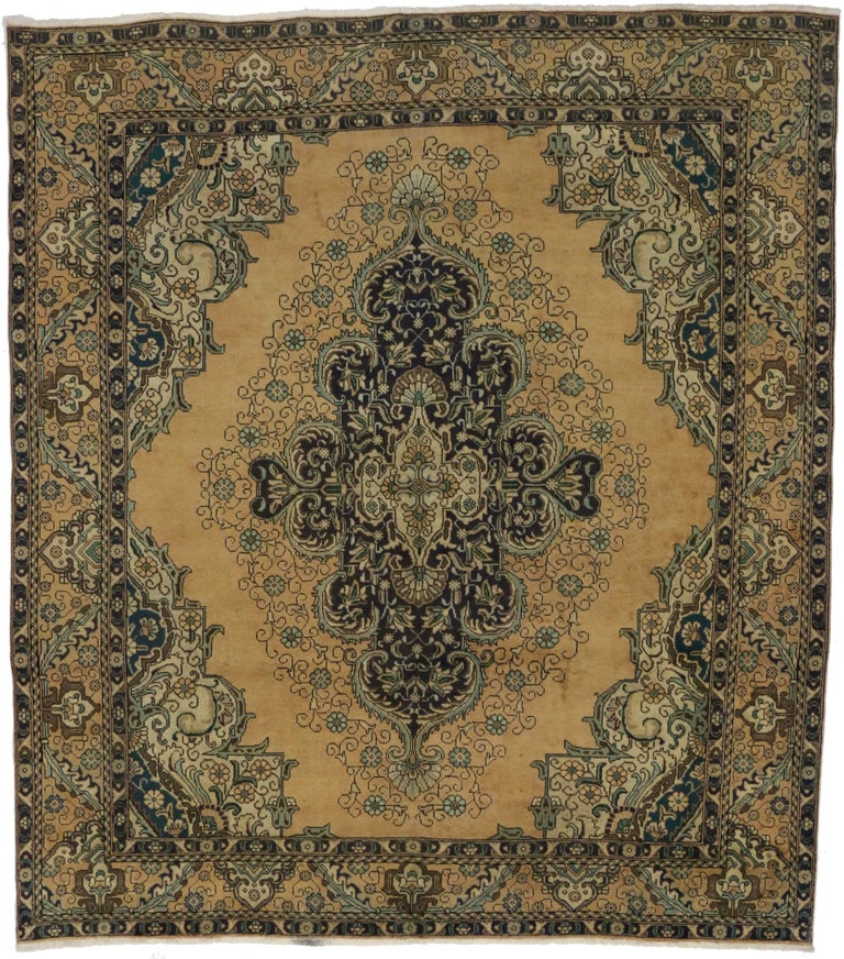 Vintage Persian Tabriz Area Rug with Neoclassical Hollywood Regency ...