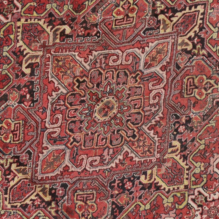 Vintage Persian Heriz Rug with Mid-Century Modern Style For Sale at 1stdibs