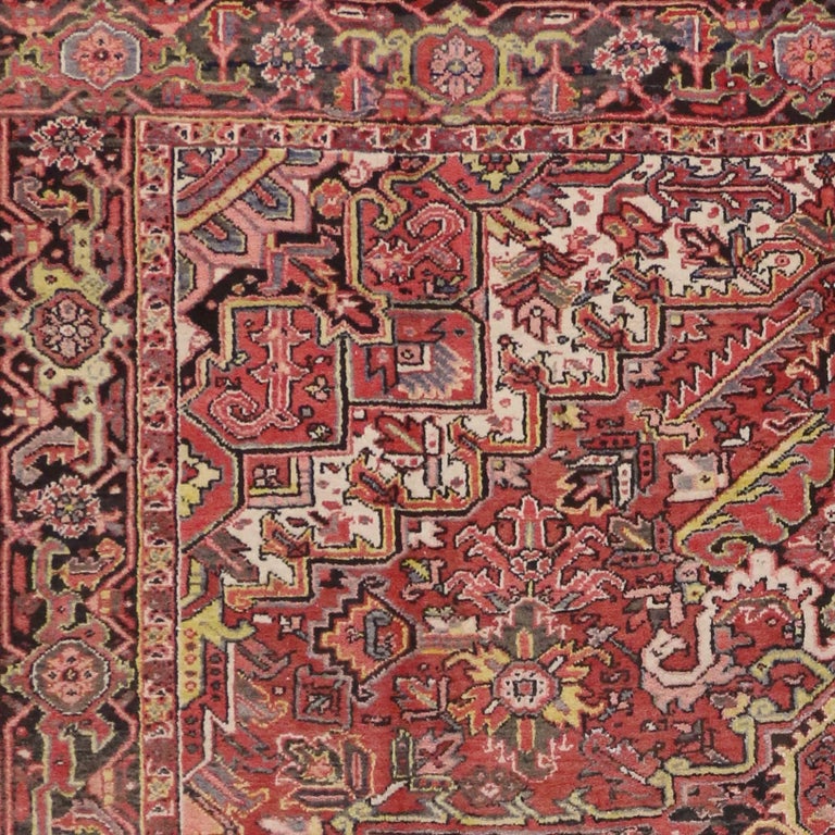 Vintage Persian Heriz Rug with Mid-Century Modern Style For Sale at 1stdibs