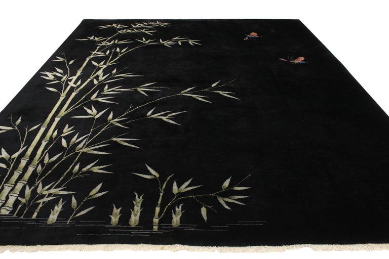 Black Antique Chinese Art Deco Rug at 1stDibs