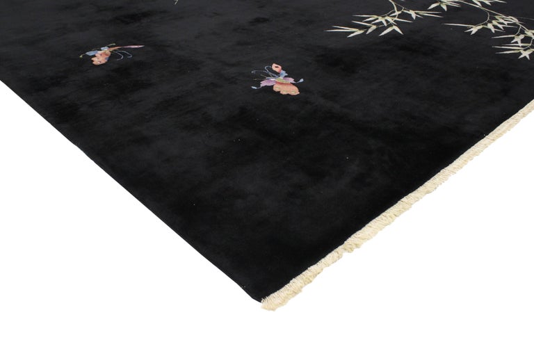 Black Antique Chinese Art Deco Rug at 1stDibs