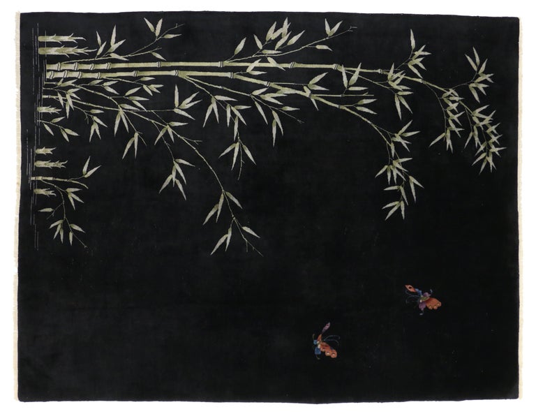 Black Antique Chinese Art Deco Rug at 1stDibs