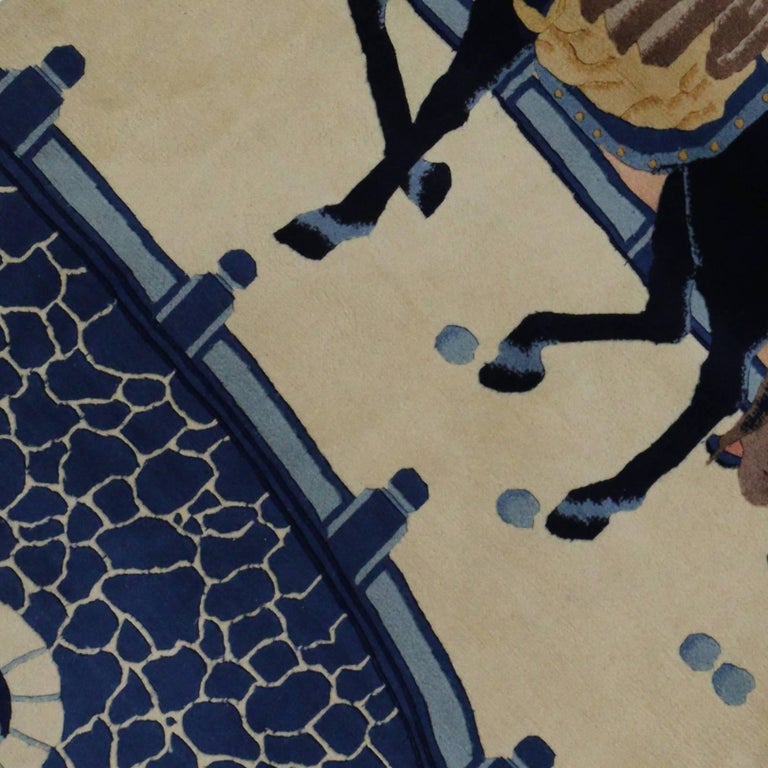 Antique Chinese Art Deco Peking Rug with Horse, Maximalism Asian Modern ...