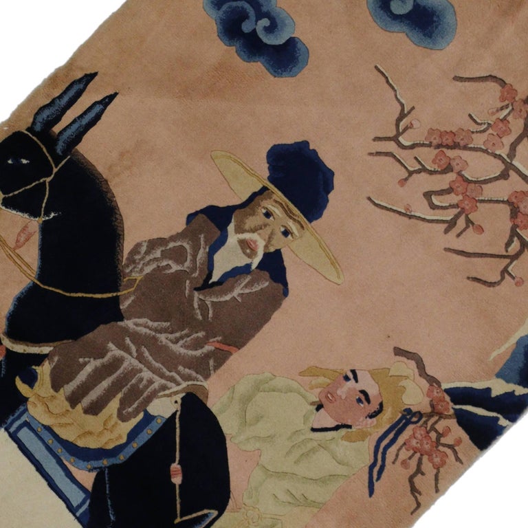 Antique Chinese Art Deco Peking Rug with Horse, Maximalism Asian Modern ...
