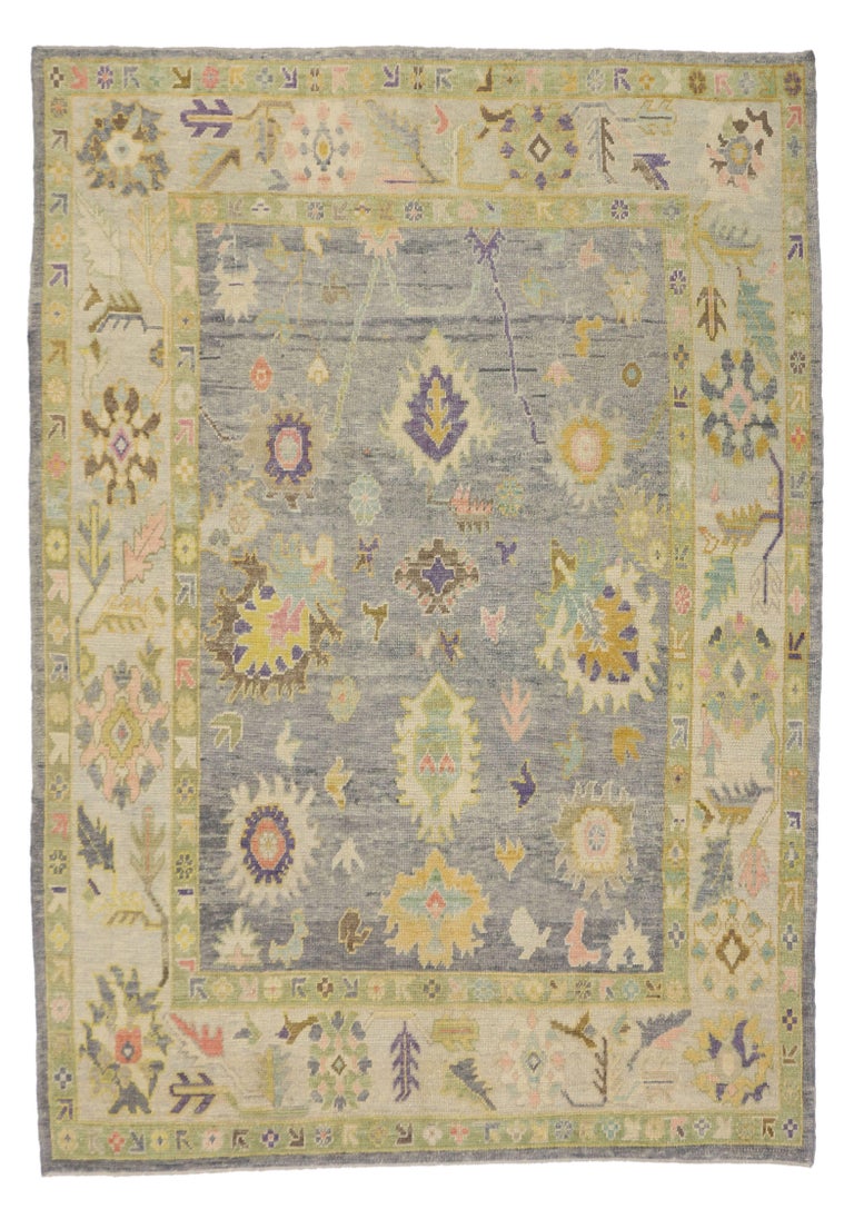 Contemporary Turkish Oushak Rug in Pastel Colors with Tribal Boho Chic ...
