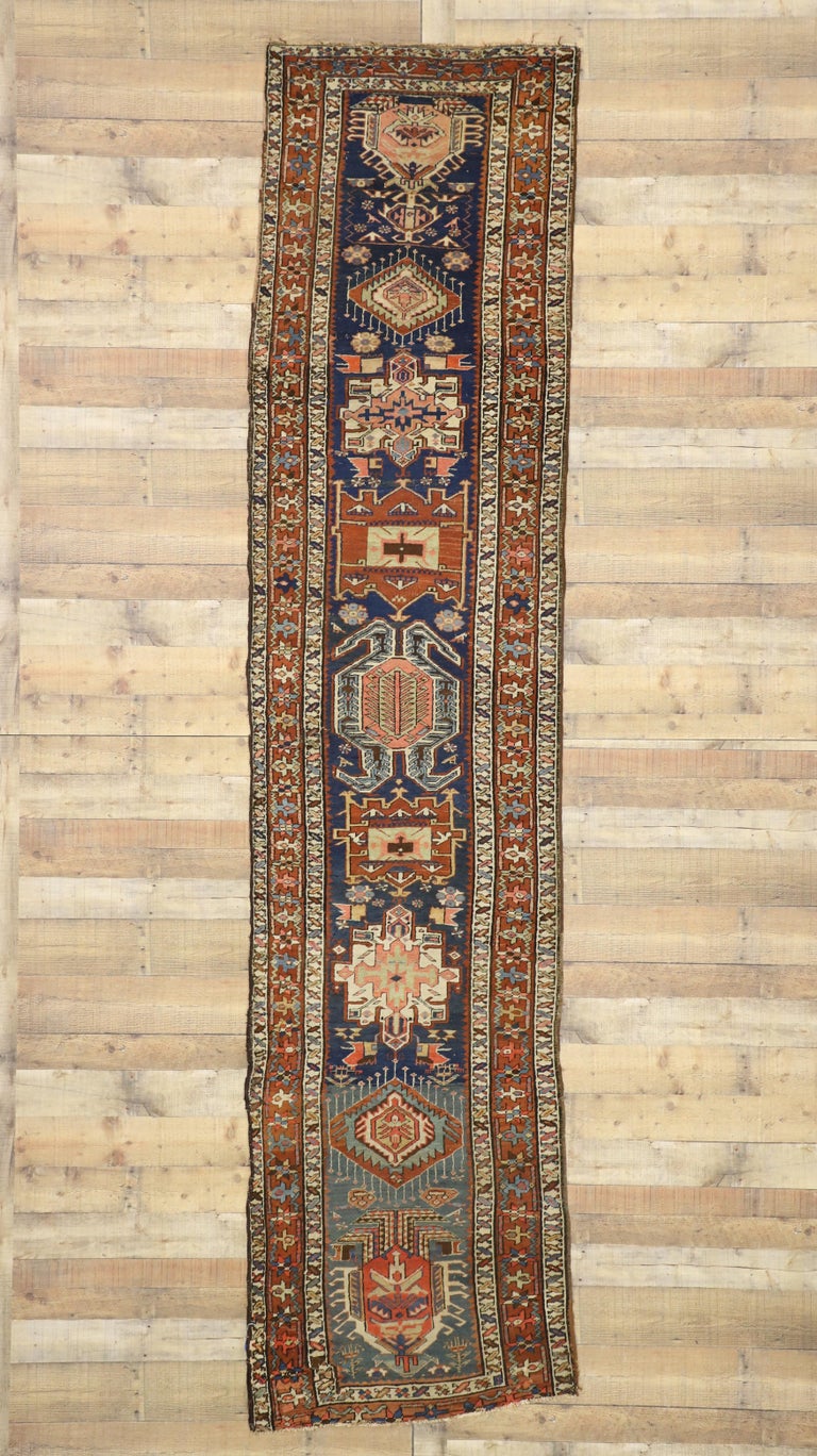 Antique Caucasian Kazak Tribal Runner with Lenkoran Amulet, Hallway ...