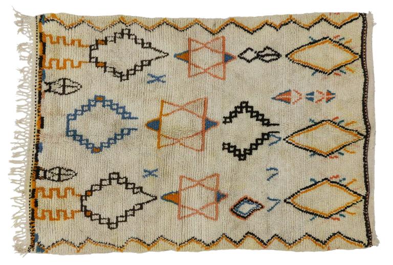 Jewish Boho Chic Vintage Judaica Moroccan Rug with Stars of David For ...