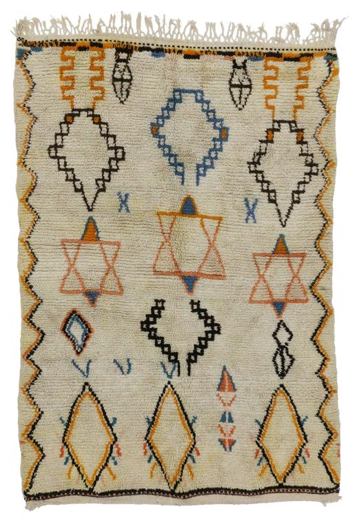 Jewish Boho Chic Vintage Judaica Moroccan Rug with Stars of David For ...
