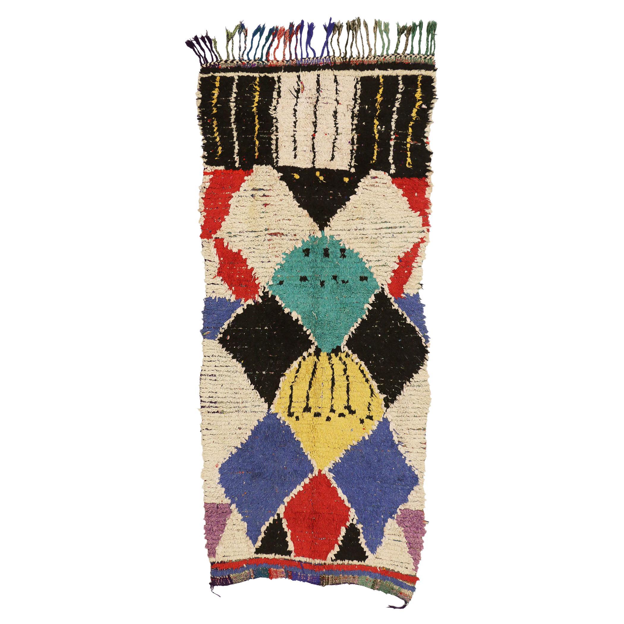 Mid-Century Modern Vintage Berber Moroccan Runner with Tribal Design at 1stDibs