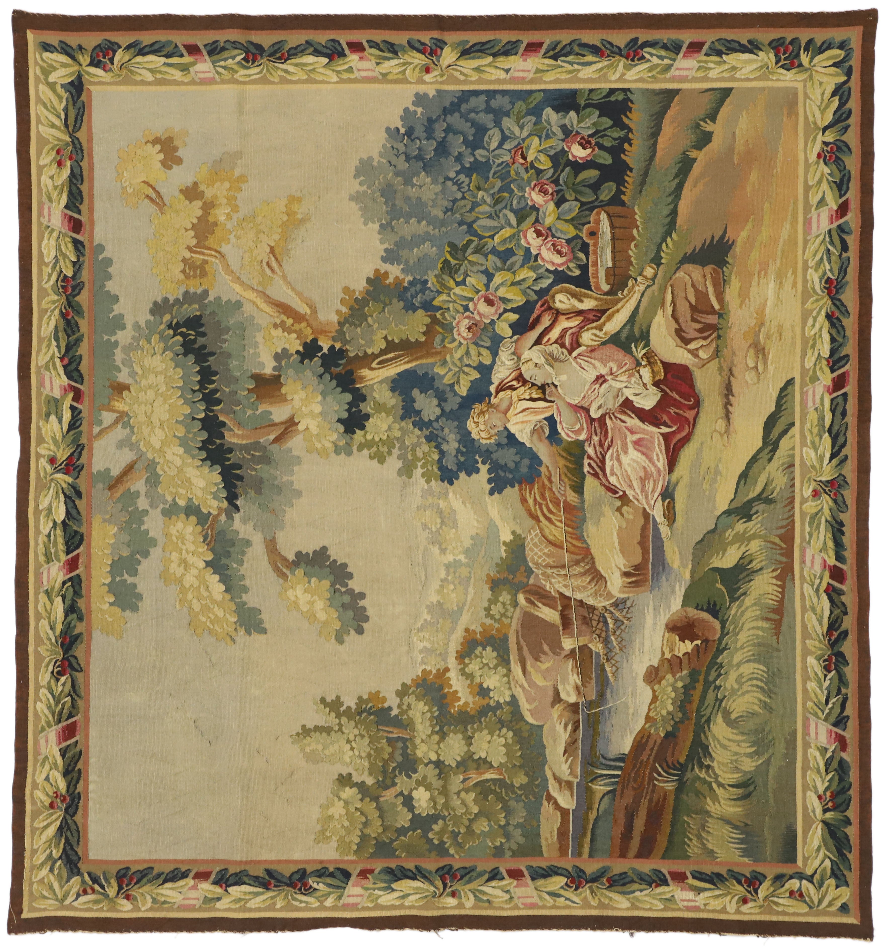 Antique French Rococo Noble Pastoral Style Tapestry Inspired by ...