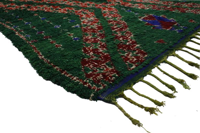 Vintage Berber Moroccan Rug with Tribal Style, Dark Green Beni Mguild ...