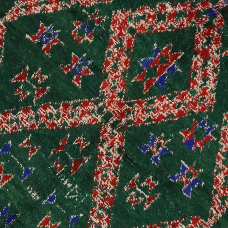 Vintage Berber Moroccan Rug with Tribal Style, Dark Green Beni Mguild ...