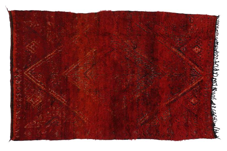 Vintage Berber Moroccan Rug with Luxe Bohemian Style, Red Moroccan Area ...