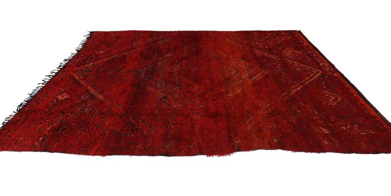 Vintage Berber Moroccan Rug with Luxe Bohemian Style, Red Moroccan Area ...