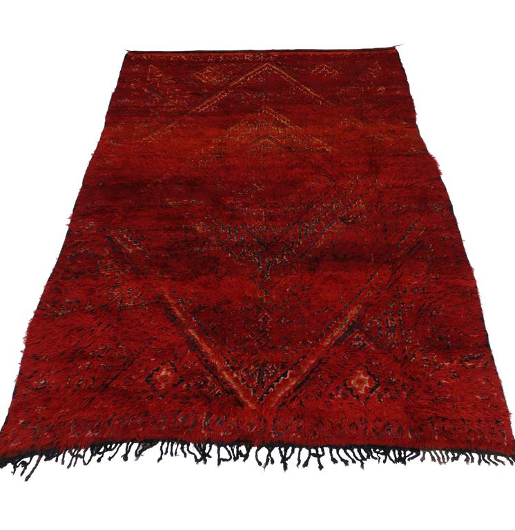 Vintage Berber Moroccan Rug with Luxe Bohemian Style, Red Moroccan Area ...