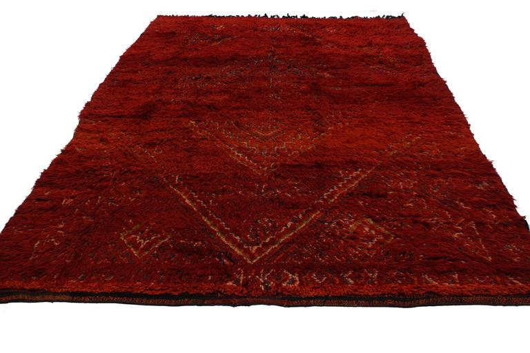 Vintage Berber Moroccan Rug with Luxe Bohemian Style, Red Moroccan Area ...
