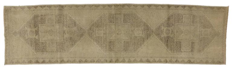 Turkish Oushak Carpet Runner with Shaker Style and Muted 'Washed Out ...