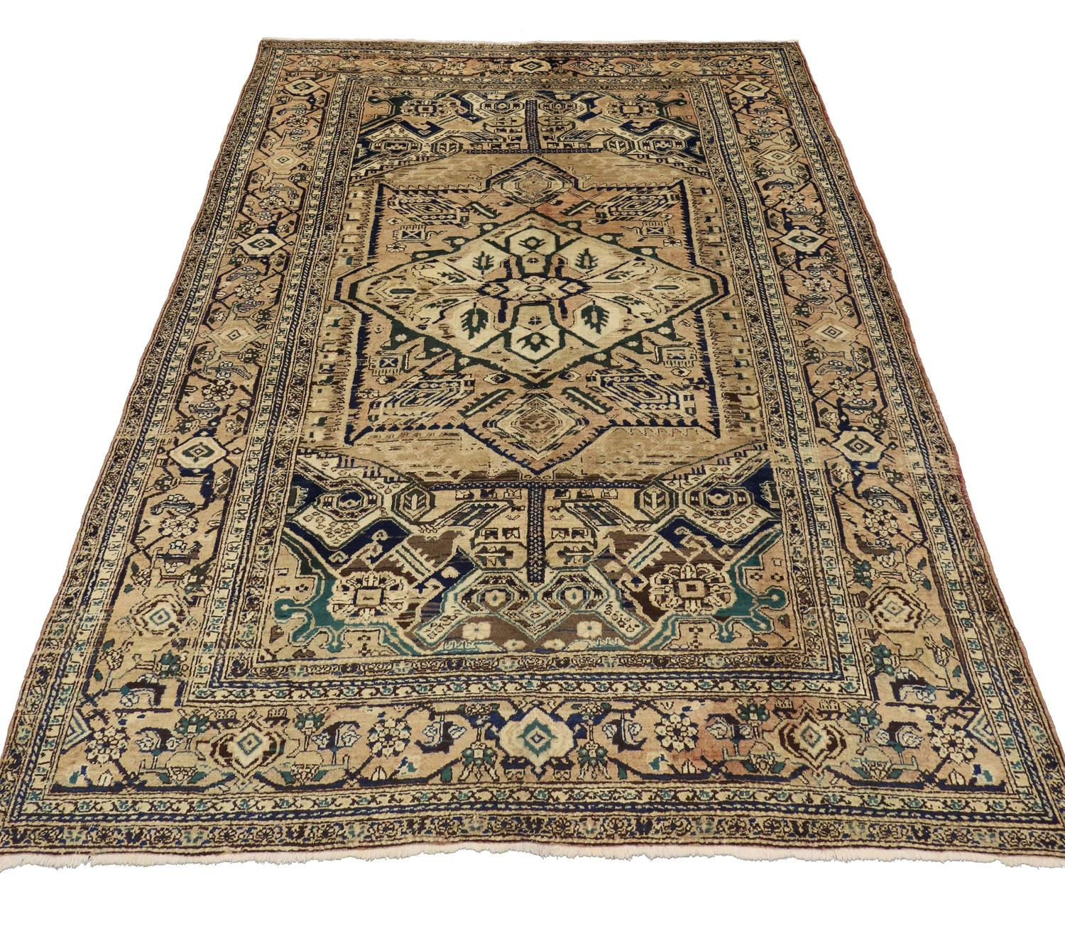 Vintage Persian Heriz Rug with Modern Style For Sale at 1stdibs