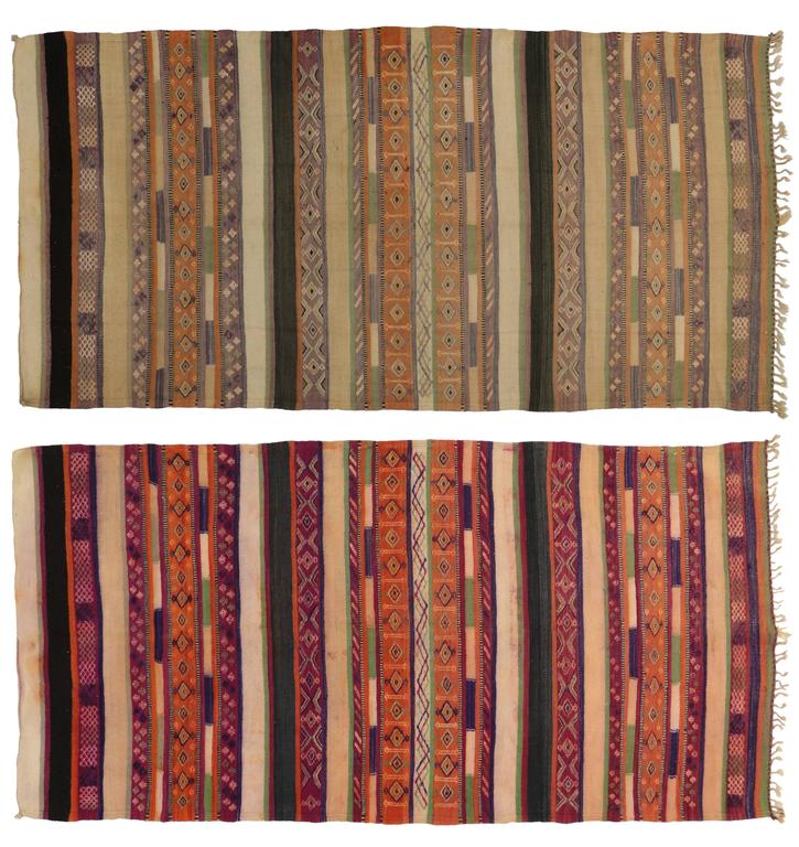 Reversible Vintage Moroccan Kilim Rug with Stripes and Modern Tribal ...