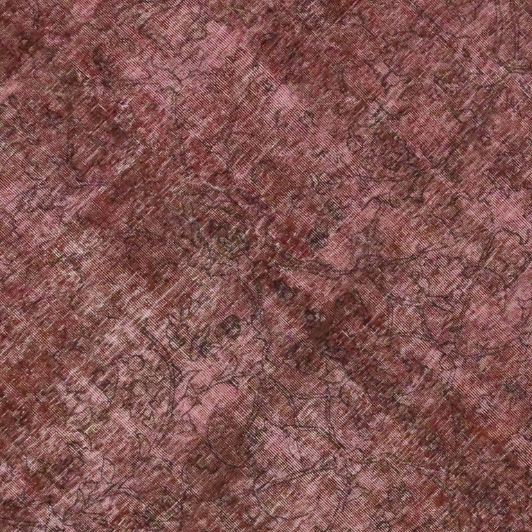 Distressed Vintage Persian Overdyed Dark Red Rug with Modern Industrial ...