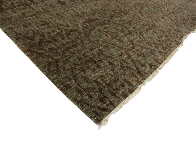 New Transitional Ikat Area Rug with Modern Design and Warm, Neutral ...