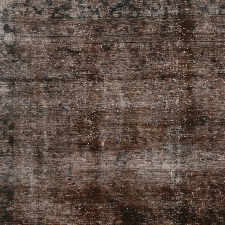 Distressed Antique Persian Overdyed Rug with Modern Rustic Industrial ...