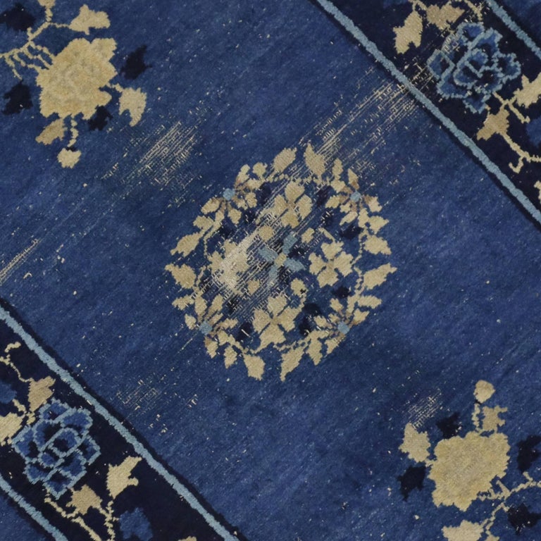 Early 20th Century Antique Blue Chinese Art Deco Rug at 1stDibs