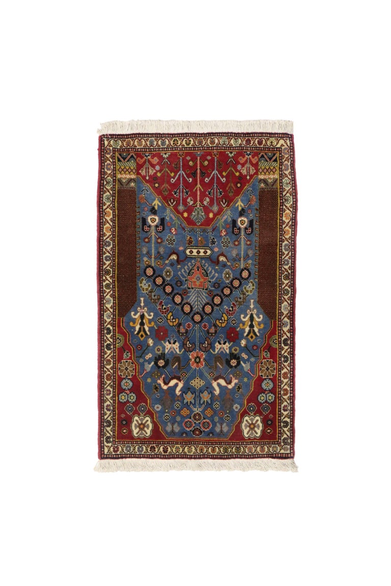 Tribal Style Vintage Persian Gashgai Prayer Rug, Kashgai Qashqai ...