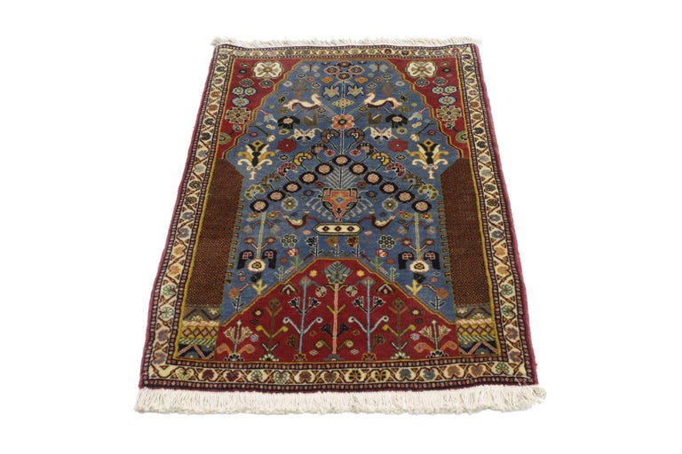 Tribal Style Vintage Persian Gashgai Prayer Rug, Kashgai Qashqai ...