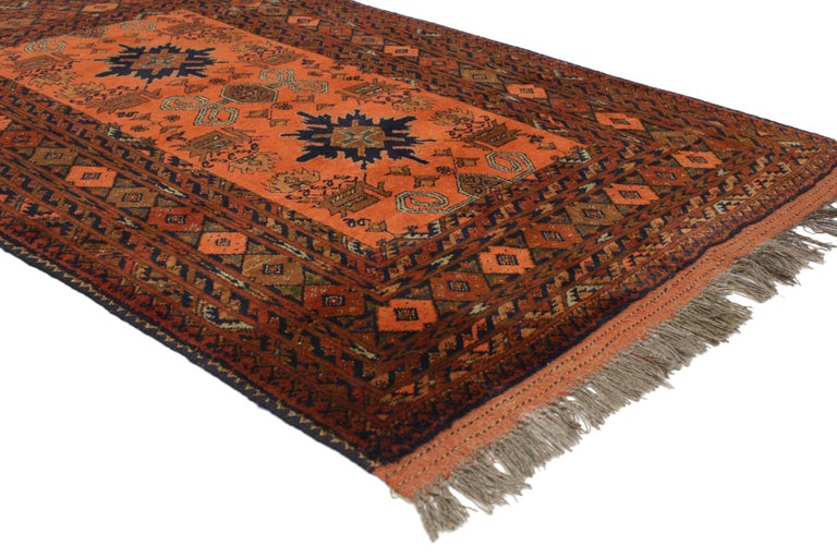 Vintage Afghani Rug with Tribal Design and Modern Style For Sale at 1stDibs