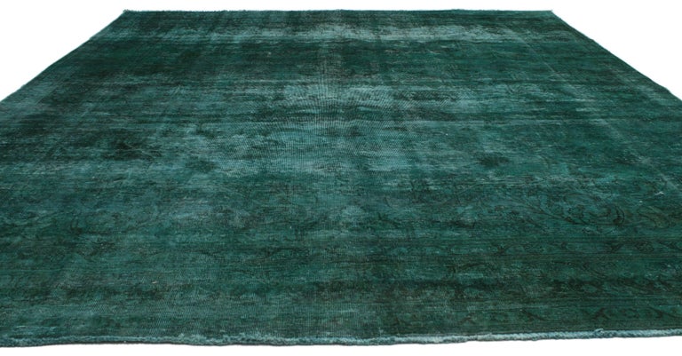 Distressed Overdyed Teal Persian Rug with Modern Contemporary Style at ...