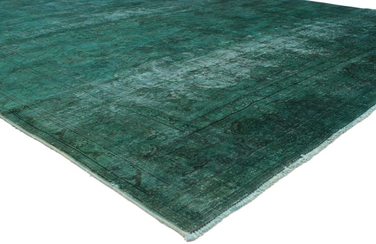 Distressed Overdyed Teal Persian Rug with Modern Contemporary Style at ...