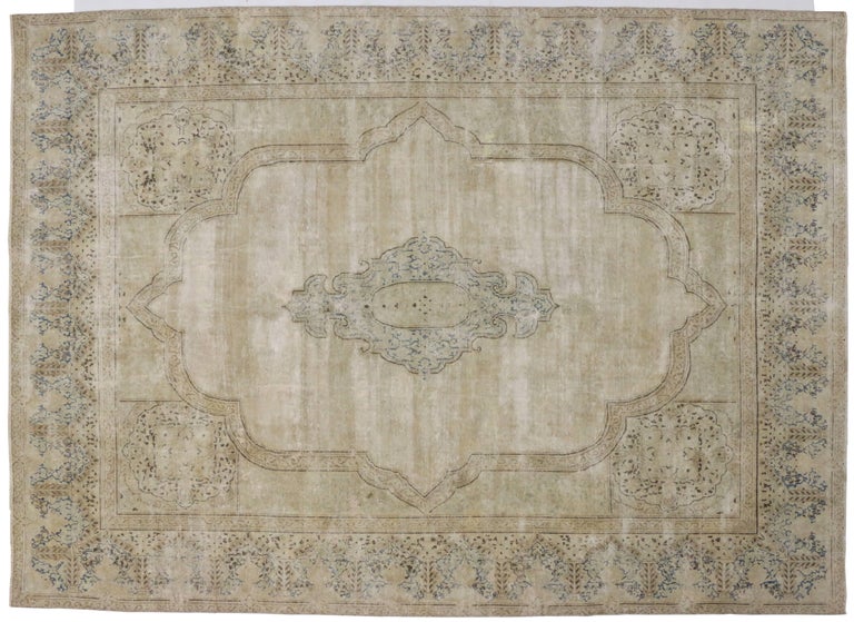 Distressed Vintage Persian Kerman Rug with Modern Industrial Style at ...