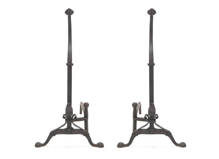 Beautiful Pair of Hand-Forged Andirons at 1stDibs