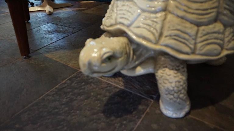 Mid-Century Whimsical Terra Cotta Style Turtle Form Garden Stool Bench ...