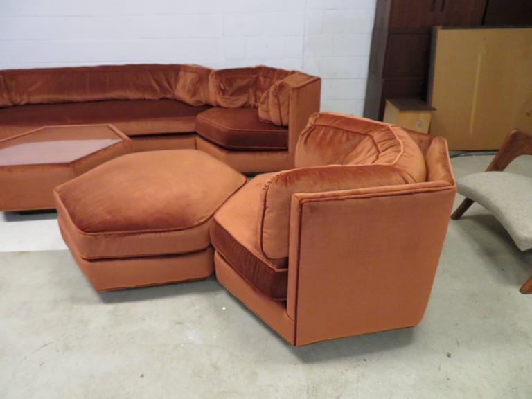 Spectacular Milo Baughman Style Octagon Sofa Sectional Four Chairs Two ...