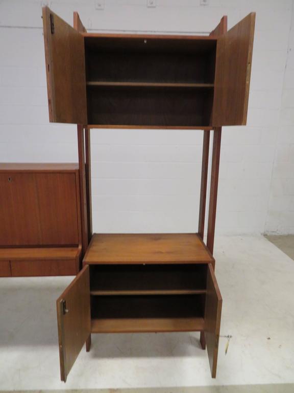 Wonderful Danish Modern Three-Bay Teak Wall Unit Mid-Century Two-Sided ...