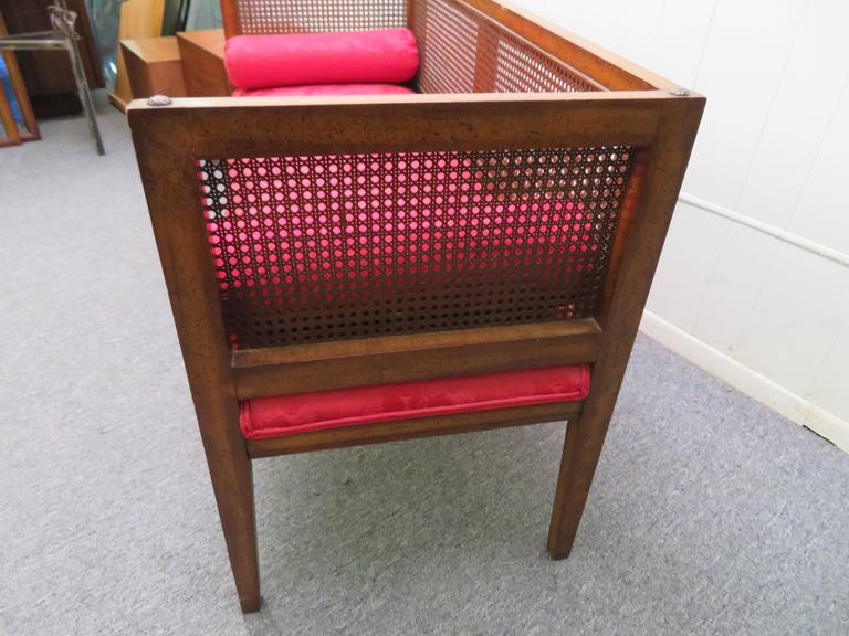 Gorgeous Hollywood Regency Boxy Caned Bench Mid-Century Modern at 1stDibs