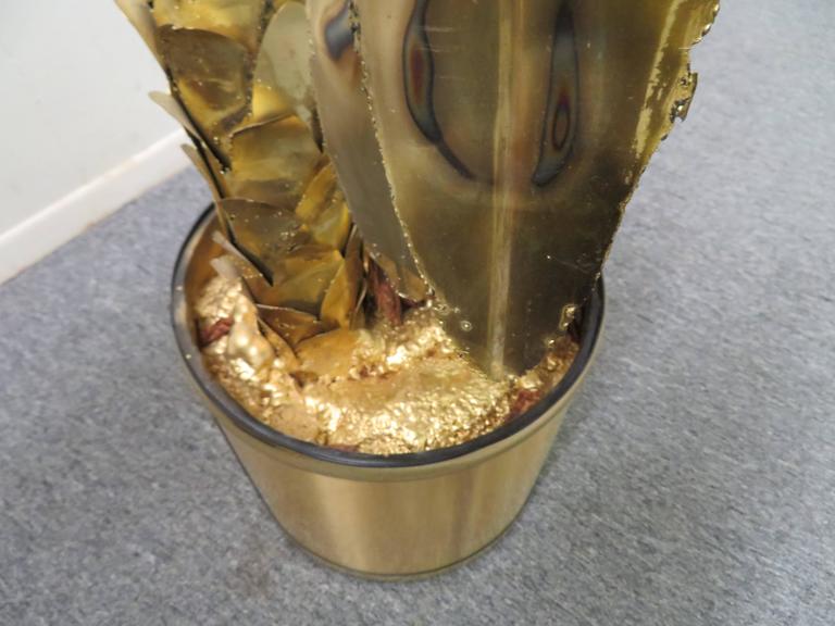 Giant Curtis Jere Sculptural Brass Palm Tree Torch Cut, Mid-Century ...