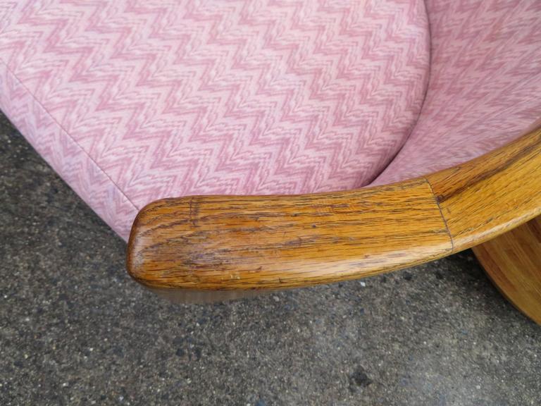 Pair of Butcher Block Milo Baughman Style Barrel Back Lounge Chairs ...