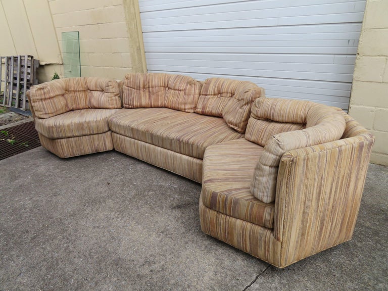 Fantastic Milo Baughman Four-Piece Octagon Sofa Sectional Mid-Century ...