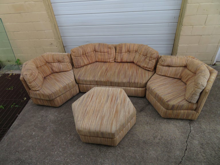 Fantastic Milo Baughman Four-Piece Octagon Sofa Sectional Mid-Century ...