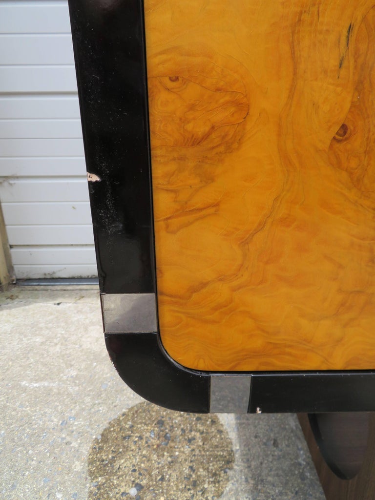 Burled Olive Wood Chrome Floating Credenza Mid-Century Modern For Sale ...