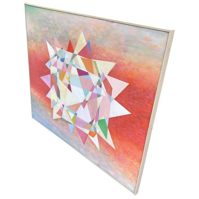 Abstract Midcentury Pastel Prism Painting For Sale at 1stDibs