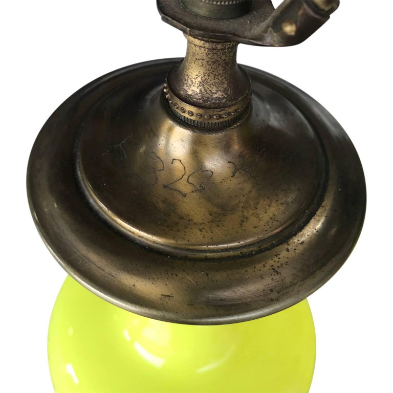 Pair Of Chartreuse Yellow Opaline Table Lamps at 1stDibs