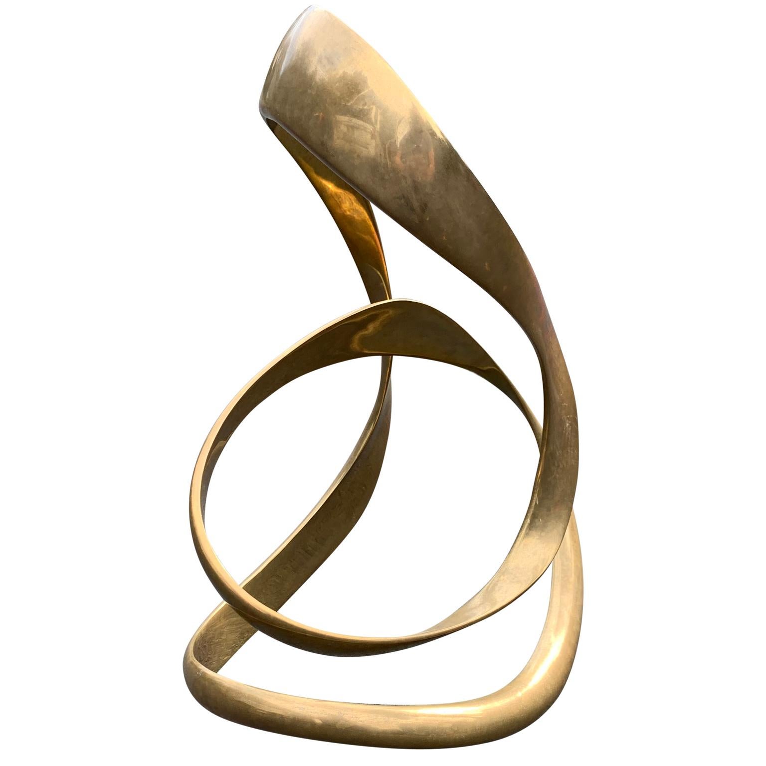 Large Signed Abstract Brass Sculpture by Tom Bennett, "e'88" 1988 at ...
